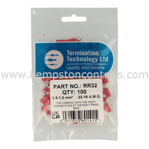 Termination Technology RR32 TT PRE-INSULATED TERMINALS RED RING 0.5MM² ...