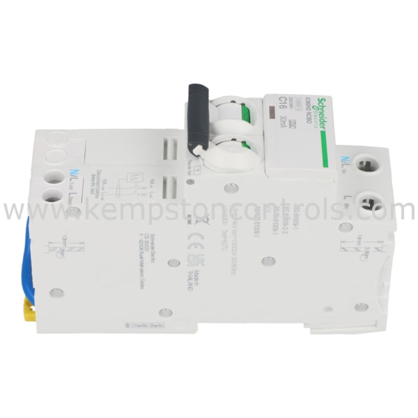 Schneider A9D11216 SCHNEIDER IC60H2 EARTH LEAKAGE CIRCUIT BREAKER RCBO TYPE A 2P C CURVE, 16A ...
