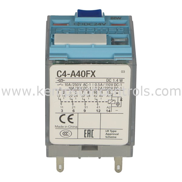 Releco C4-A40FX-24VDC RELECO 14 PIN STANDARD RELAY, 4 POLE, PLUG IN, 4 ...