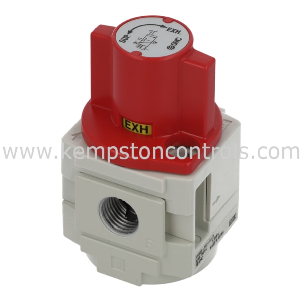SMC VHS20-F02-S-D SMC PRESSURE RELIEF 3 PORT VALVE, G1/4", 20 BODY SIZE, RED, LEFT TO RIGHT FLOW ...