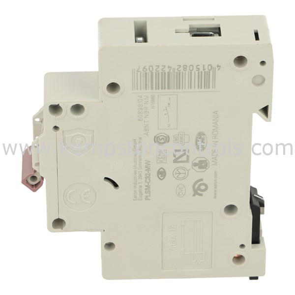 Eaton Moeller PLSM-C32-MW MOELLER MINIATURE CIRCUIT BREAKER (MCB), 32A, 1 POLE, CHARACTERISTIC ...
