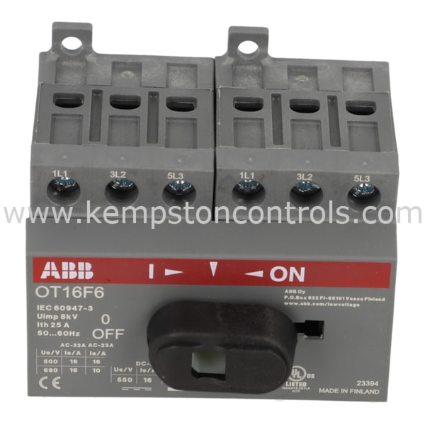ABB OT16F6 ABB SWITCH DISCONNECTOR, 6 POLE, DIN RAIL MOUNTABLE, NON-FUSIBLE, FRONT OPERATED ...