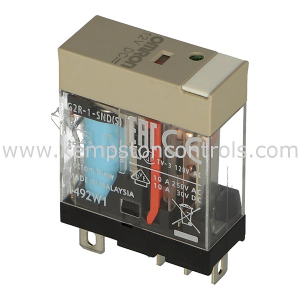 Omron G2R-1-SND 12DC(S) OMRON RELAY, PLUG-IN, 12VDC, 10A, 5 PIN, SPDT, LED INDICATORS, COIL ...