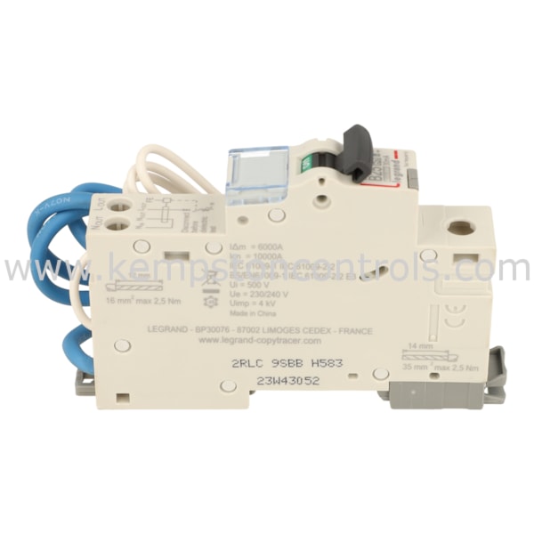 Legrand Power 418960 LEGRAND POWER RCBO DX3, 10KA, 1P, 25A, 30MA, CURVE ...