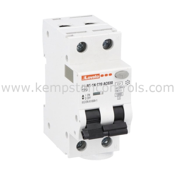 Lovato P1RE1NC20AC030 RESIDUAL CURRENT CIRCUIT BREAKER, RCCB, 10KA, 2 ...