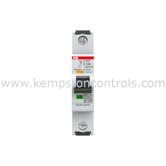 ABB 2CDS381001R0427 S301P-K10 MINIATURE CIRCUIT BREAKER, 1P, K, 10A, SCREW TERMINALS | Kempston ...