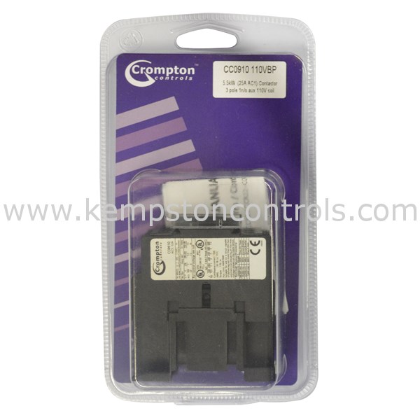 Crompton Controls CC0910-110VBP 5.5KW (25A AC1) CONTACTOR 3 POLE 1N/O ...