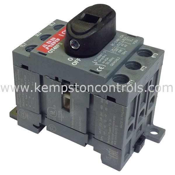 ABB OT40F3 SWITCH-DISCONNECTOR, 3-POLE, FRONT OPERATED, BASE MOUNTED, DIN-RAIL MOUNTABLE 40A ...