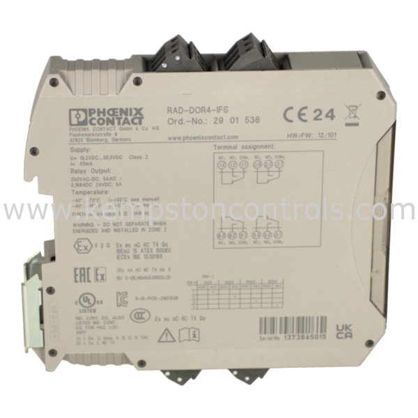 Phoenix 2901536 PHOENIX RADIOLINE I/O EXTENSION MODULE, 4 DIGITAL RELAY ...