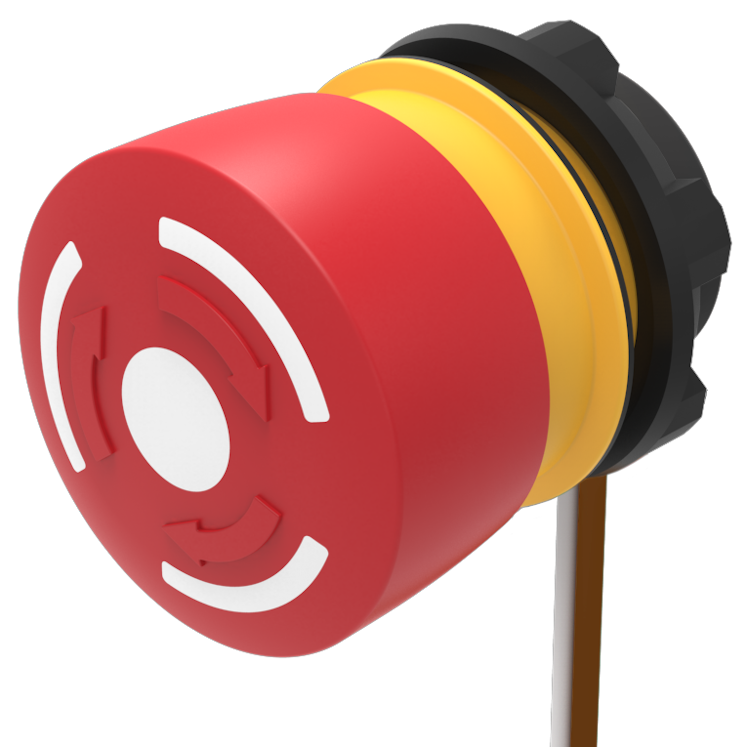 EAO 84-5320.0040 EAO E-STOP PUSHBUTTON, 1NC, NON ILLUMINATED, CABLE 300MM, GREEN INDICATION RING ...