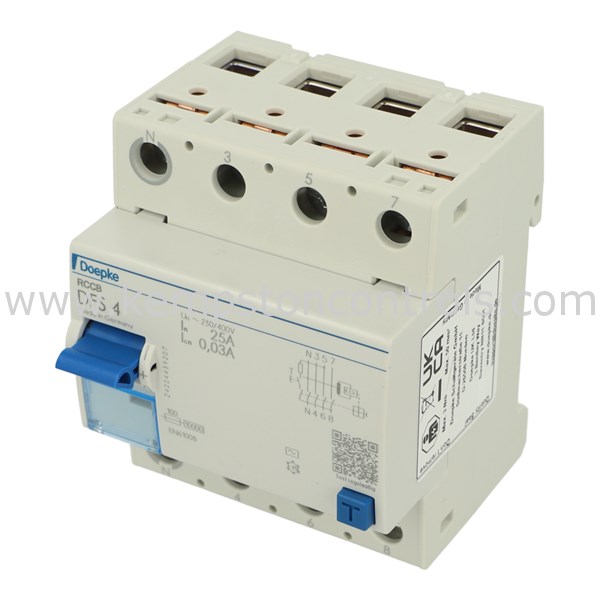 Doepke 09124902 DOEPKE RESIDUAL CURRENT CIRCUIT BREAKER, 4 POLE, 25A ...