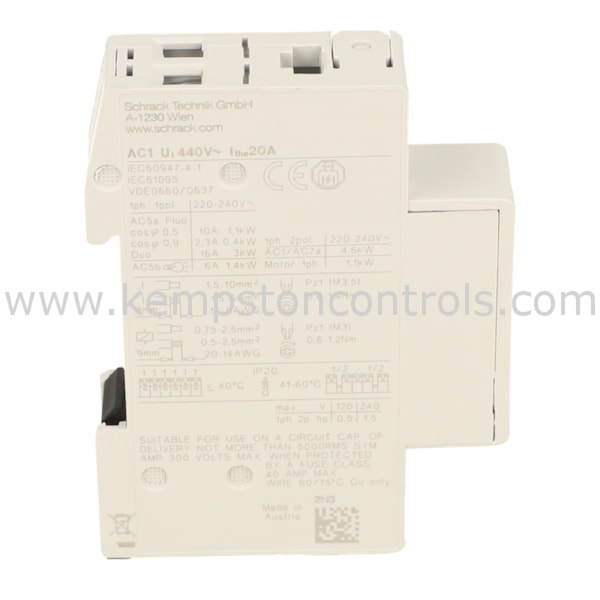 Schrack BZ326471 SCHRACK MODULAR CONTACTOR 20A, 1 NO, 230VAC, 1MW ...