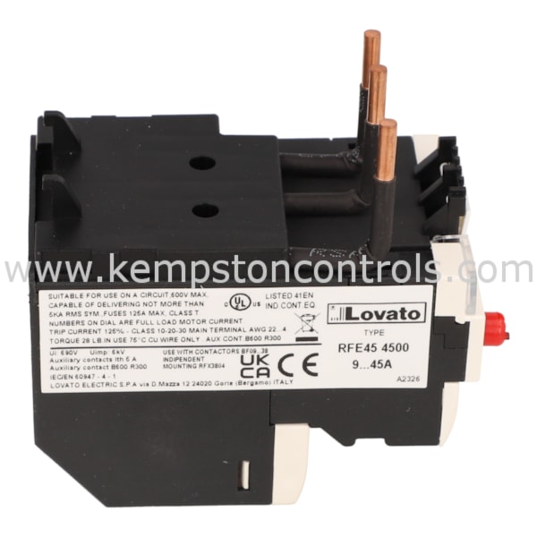 Lovato RFE454500 LOVATO OVERLOAD RELAY 9-45A, 3 POLES, 50/60 HZ ...