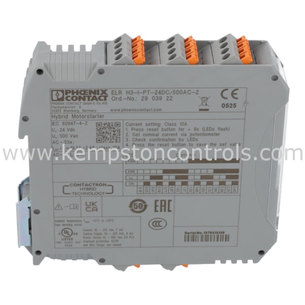 Phoenix 2903922 PHOENIX HYBRID MOTOR STARTER, 3 PHASE, DIRECT START, 2 ...