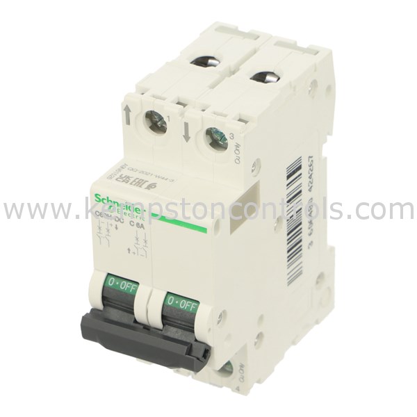 Schneider A9N61526 SCHNEIDER MINIATURE CIRCUIT BREAKER, C60H, 2 POLE, 6A, C | Kempston Controls