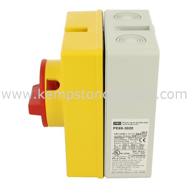 IMO PE69-3020 IMO ISOLATOR 3 POLE, 20A ENCLOSED, IP66 | Kempston Controls