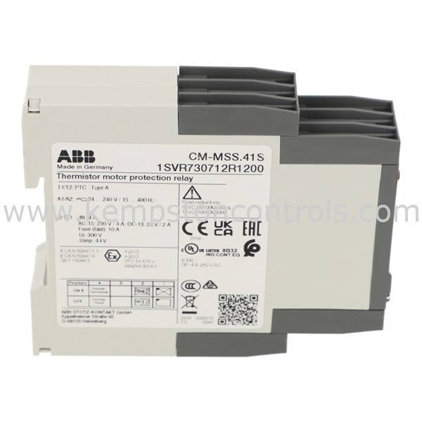 ABB 1SVR730712R1200 ABB CM-MSS.41S THERMISTOR MOTOR PROTECTION RELAY 2/CO, 24-240VAC/DC ...