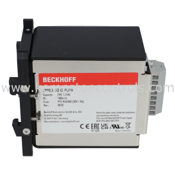 Beckhoff C9900-U332-0010 BECKHOFF BATTERY PACK, 24V, 1.2AH, 0-50°C, FOR DIN RAIL MOUNTING ...