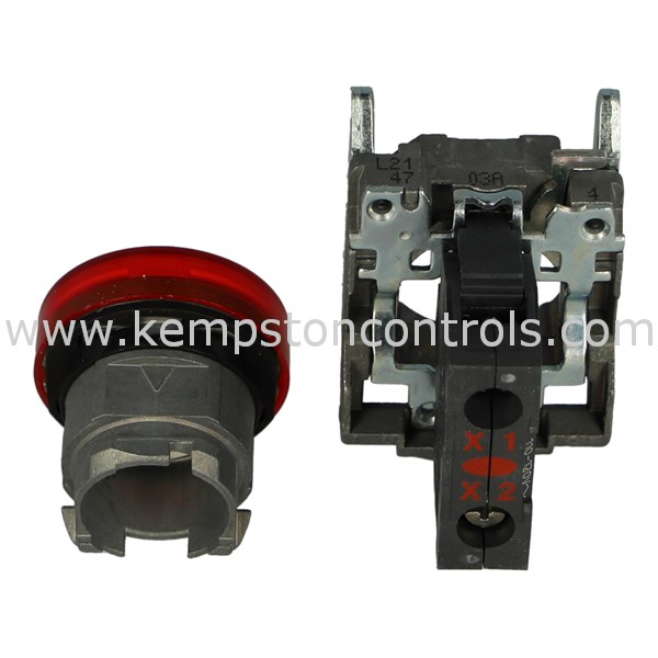 Schneider XB4BVG4 SCHNEIDER RED COMPLETE PILOT LIGHT 22 PLAIN LENS WITH ...