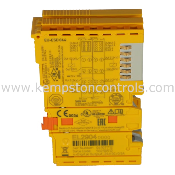 Beckhoff EL2904 BECKHOFF DIGITAL OUTPUT TERMINAL, 4-CHANNEL, 24V DC, 0.5A, 4 OUTPUTS, 1-/2 WIRE ...