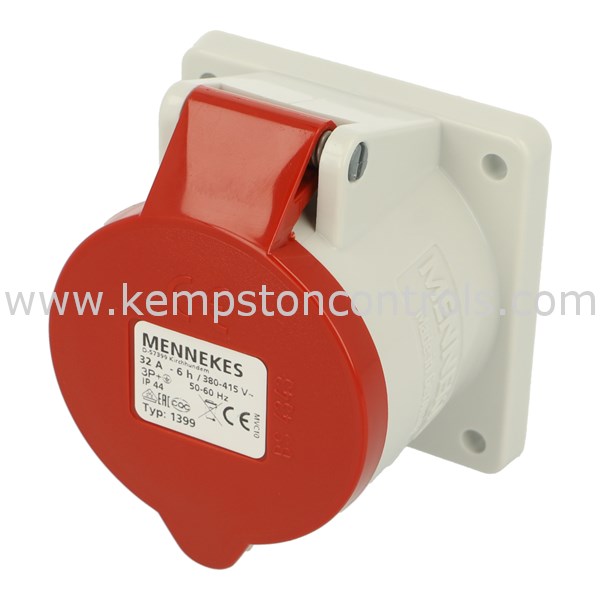 Mennekes 1399 MENNEKES RED STRAIGHT PANEL SOCKET IP44 32A 4P 400V 6H ...