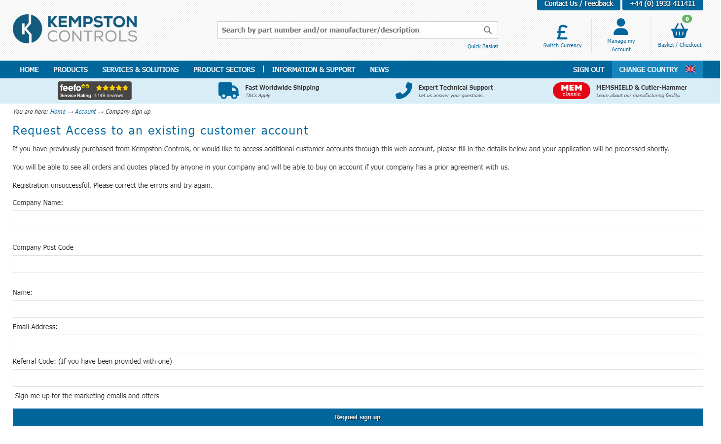 Online Help | Kempston Controls Electronic Components Distributor
